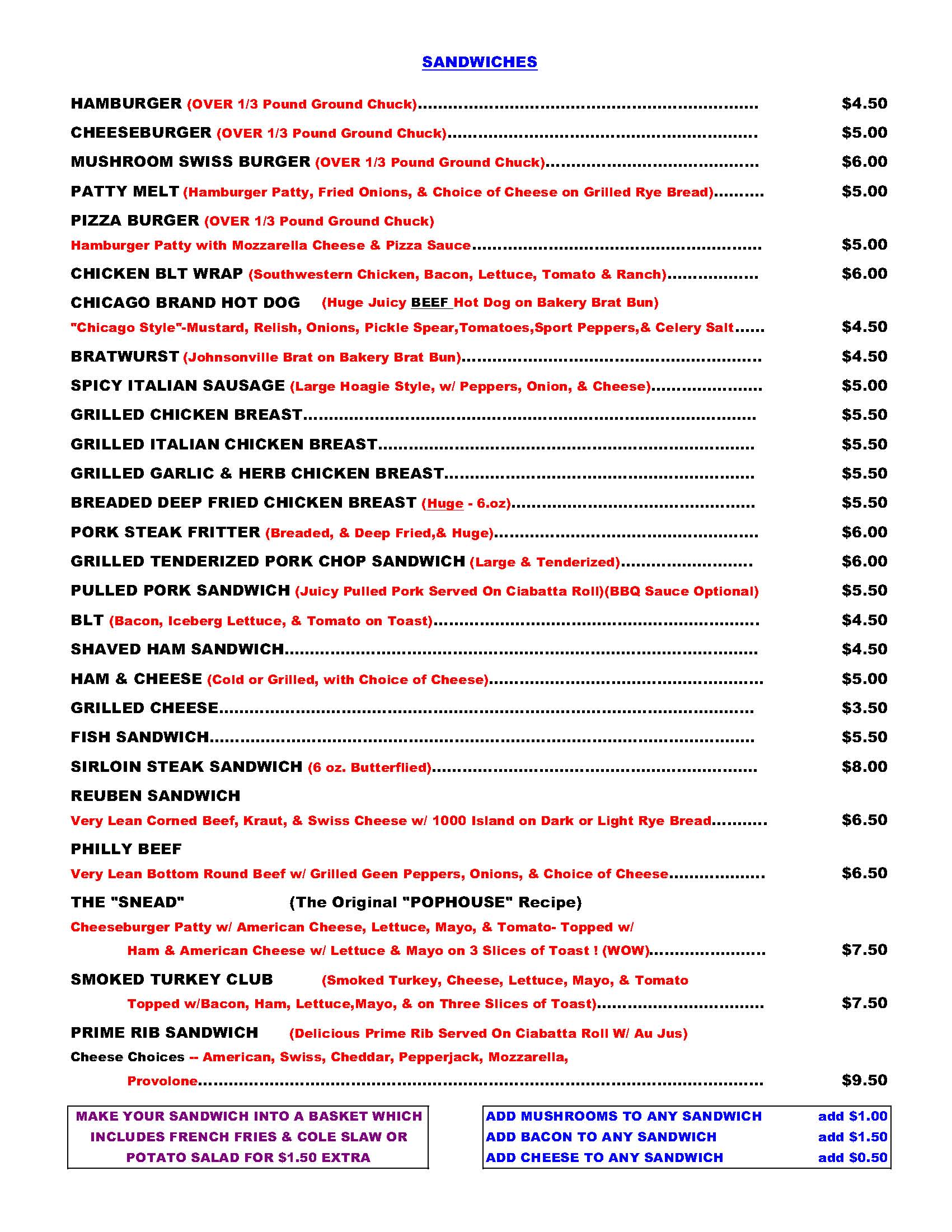 Carom Room - Grill Menu